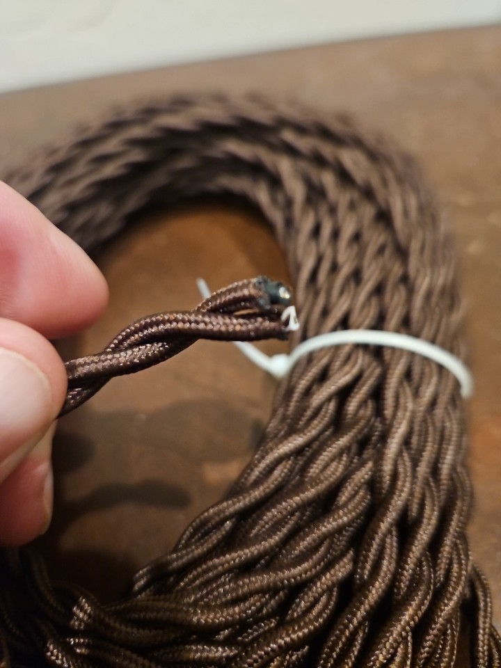 Twisted Cloth Covered Wire Dark Brown 100 Ft 18AWG 2 Conductor Vintage ...