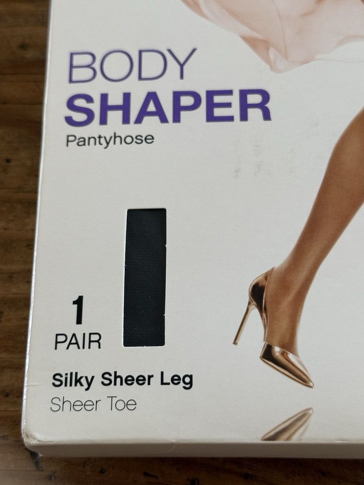 HANES Stylessentials BODY SHAPER PANTYHOSE~Size B~BLACK Silky Sheer Leg ...