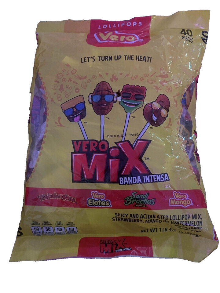 Vero Mix Banda Intensa 40 ct Lollipops With Chili Spicy Mexican Candy ...
