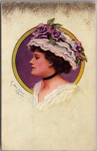 1910s Artist-Signed C. ALLAN GILBERT Postcard Pretty Lady / Large ...