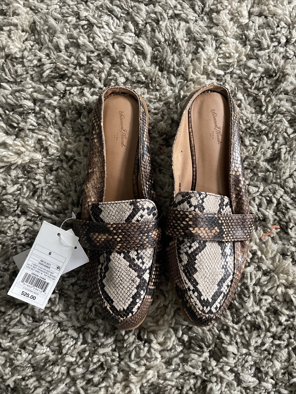 Womens Mules Size 6 Backless Slip On Snake Print Universal Thread Taupe ...