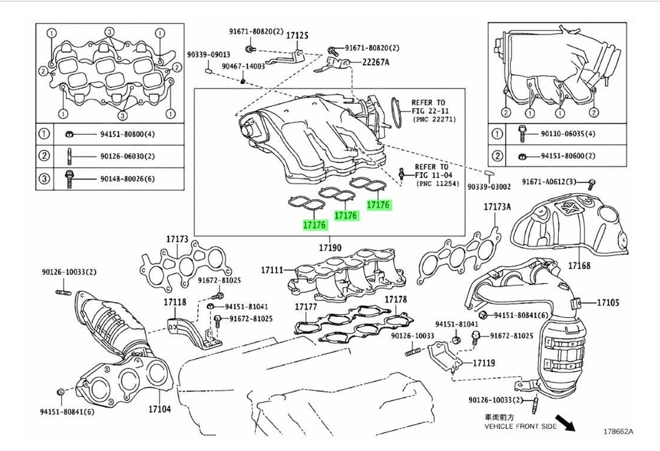TOYOTA Genuine LEXUS AIR SURGE TANK TO INTAKE MANIFOLD GASKET 17176 ...
