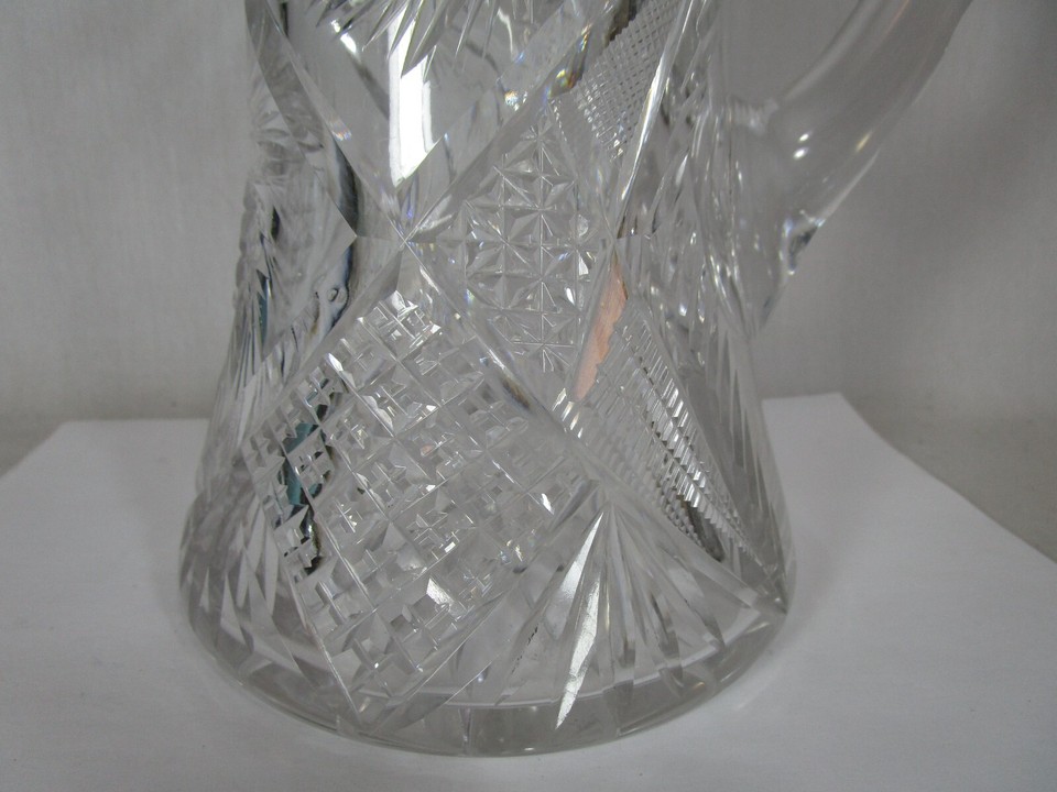 Antique Cut Crystal ABC Glass Water Pitcher Heavy 9.5 inch | eBay