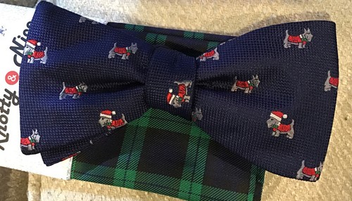Christmas Scotty Dog Bow Tie Plaid Pocket Square Knotty & Nice One Size ...