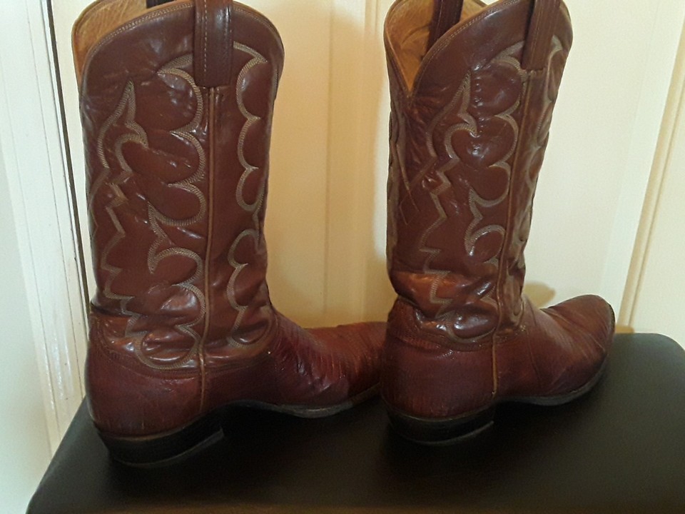 Vtg TONY LAMA Rust Lizard Leather Western Cowboy Boots Style 8025 Mens ...