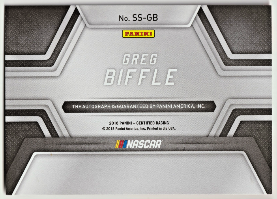 Greg Biffle 2018 Panini Certified Racing Signing Sessions Mirror Red ...