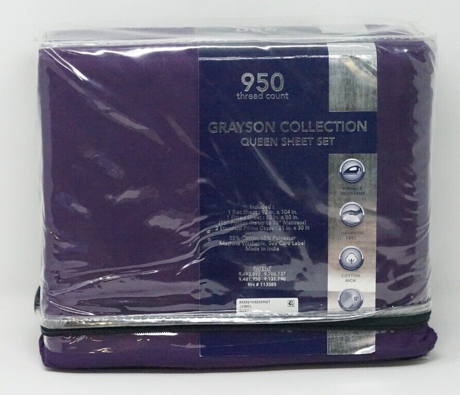 AQ Textiles Grayson 950 Thread Count Cotton Rich 4-Pc Sheet Set - QUEEN ...