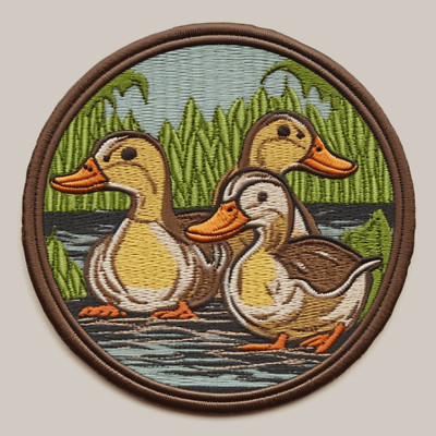 Baby Ducks Patch Iron-on Applique Pond Farm Animal Badge Bird Nature ...