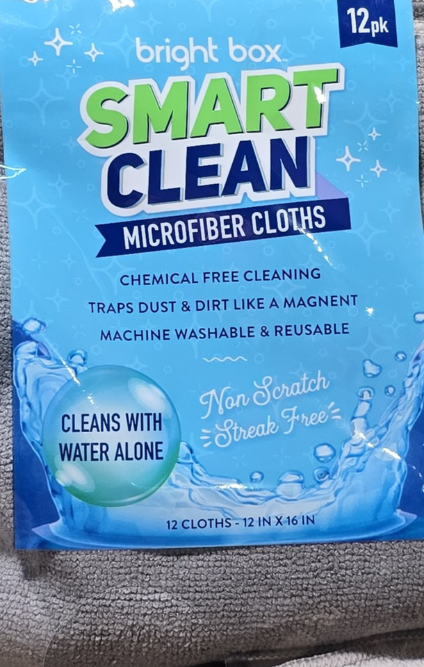 Bright Box Smart Clean Microfiber Cloths, Gray, 12 pk - 12" x 16", NEW ...