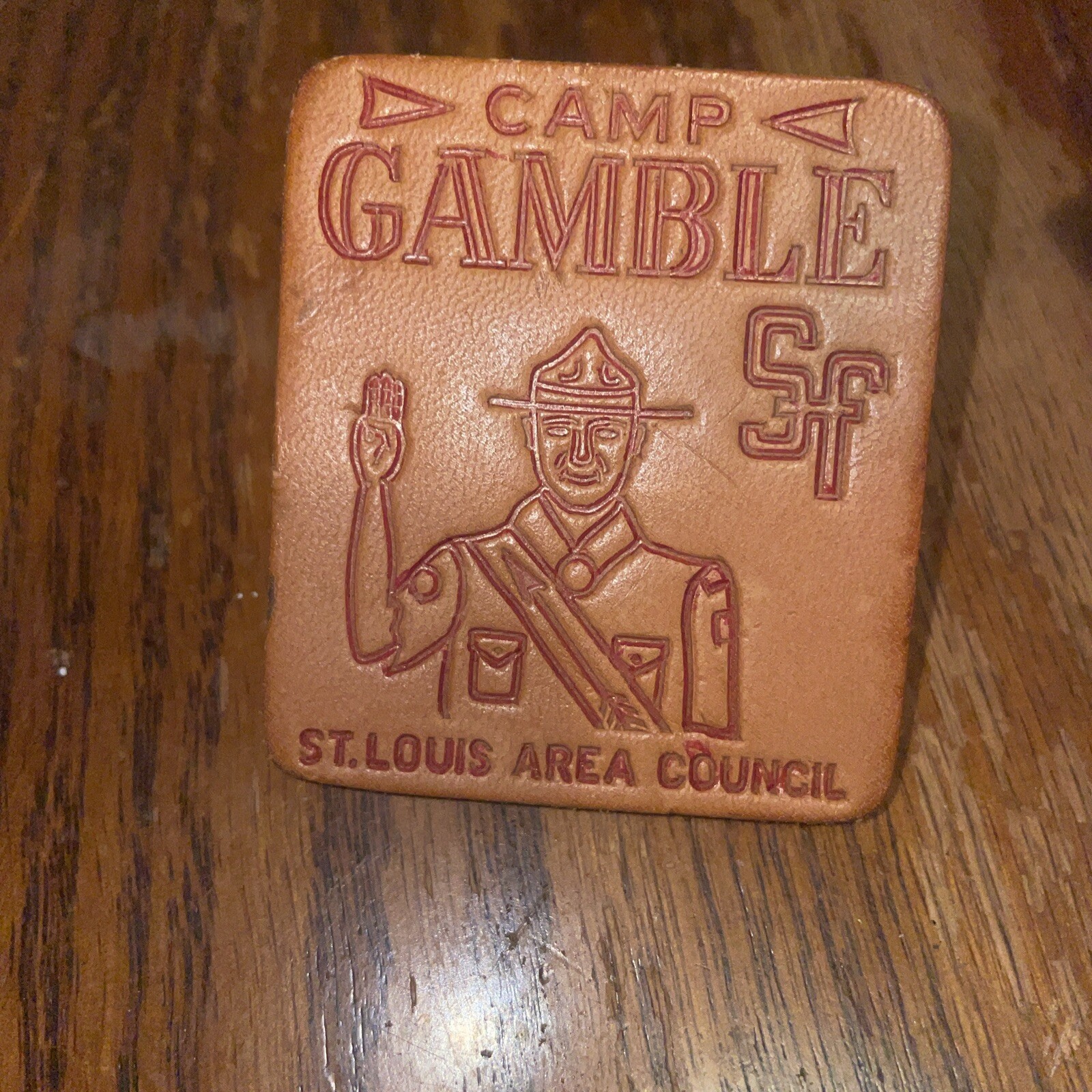 Vintage Boy Scouts of America Leather Neckerchief Slide Camp Gamble S-F ...