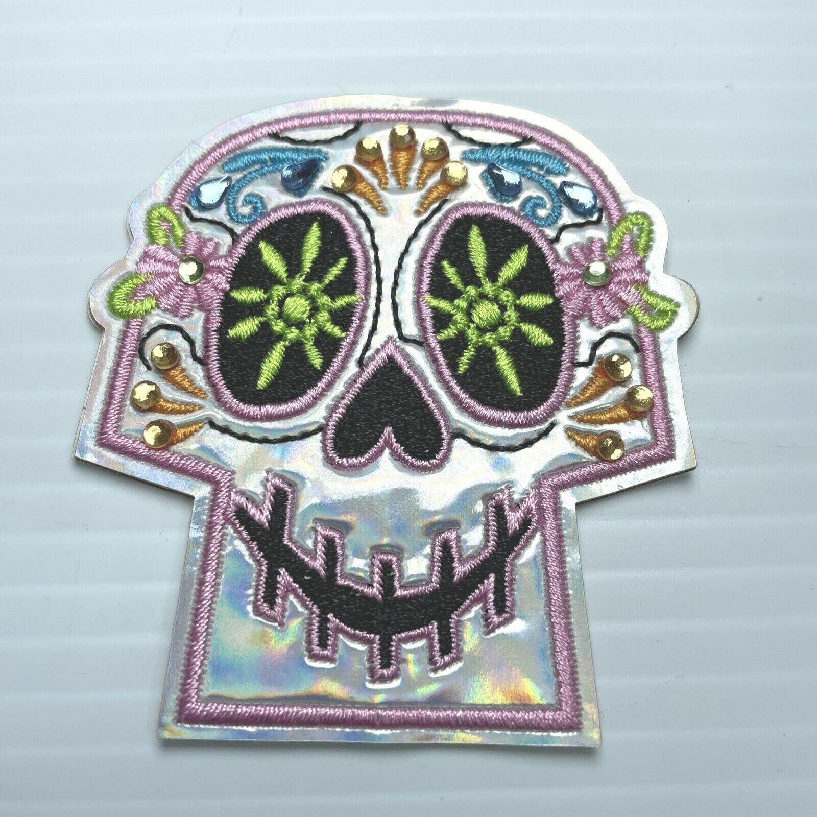 Disney Parks Patched Coco Day Of The Dead Skull Embroidered Jeweled ...