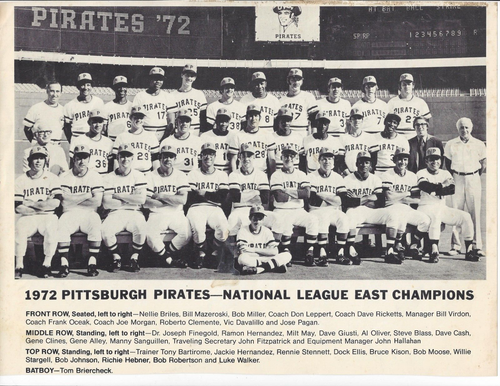 1972 Pittsburgh Pirates Team Photo with Clemente facsimile signatures ...