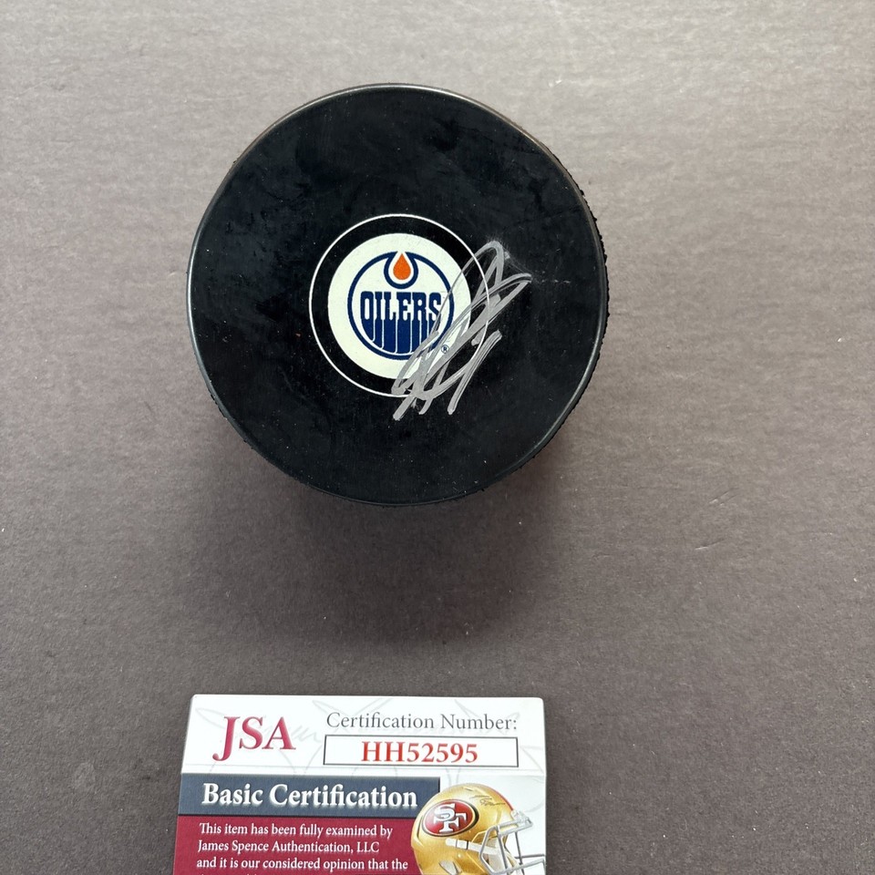 Adam Larsson Autographed Signed Oilers Logo Puck - JSA | eBay