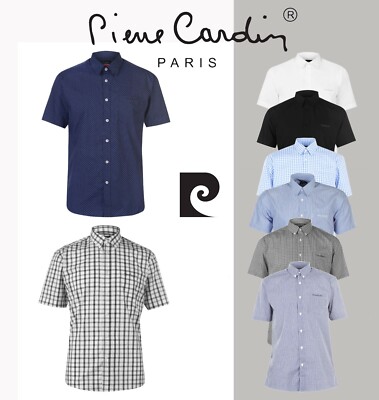 Mens Pierre Cardin Short Sleeve Shirt Check Stripe Plain Sizes from XS ...