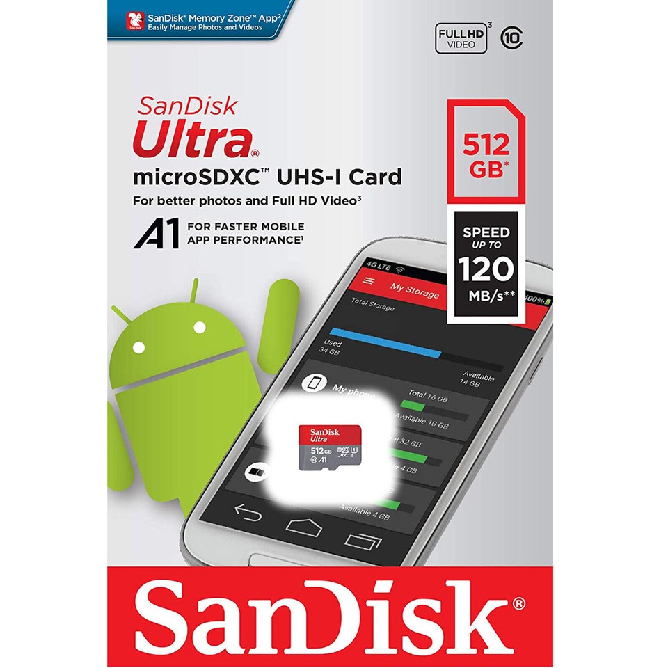MICRO SD CARD 512GB SanDisk Ultra, Extreme Pro, Switch Fast Memory ...