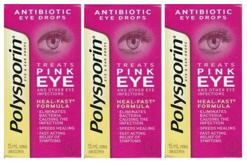 POLYSPORIN Antibiotic Pink Eye Eye Drops Relief Treatment Formula 15ml ...