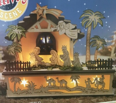 Christmas Nativity Scene Illuminated Landscape LED Light up Wooden by ...