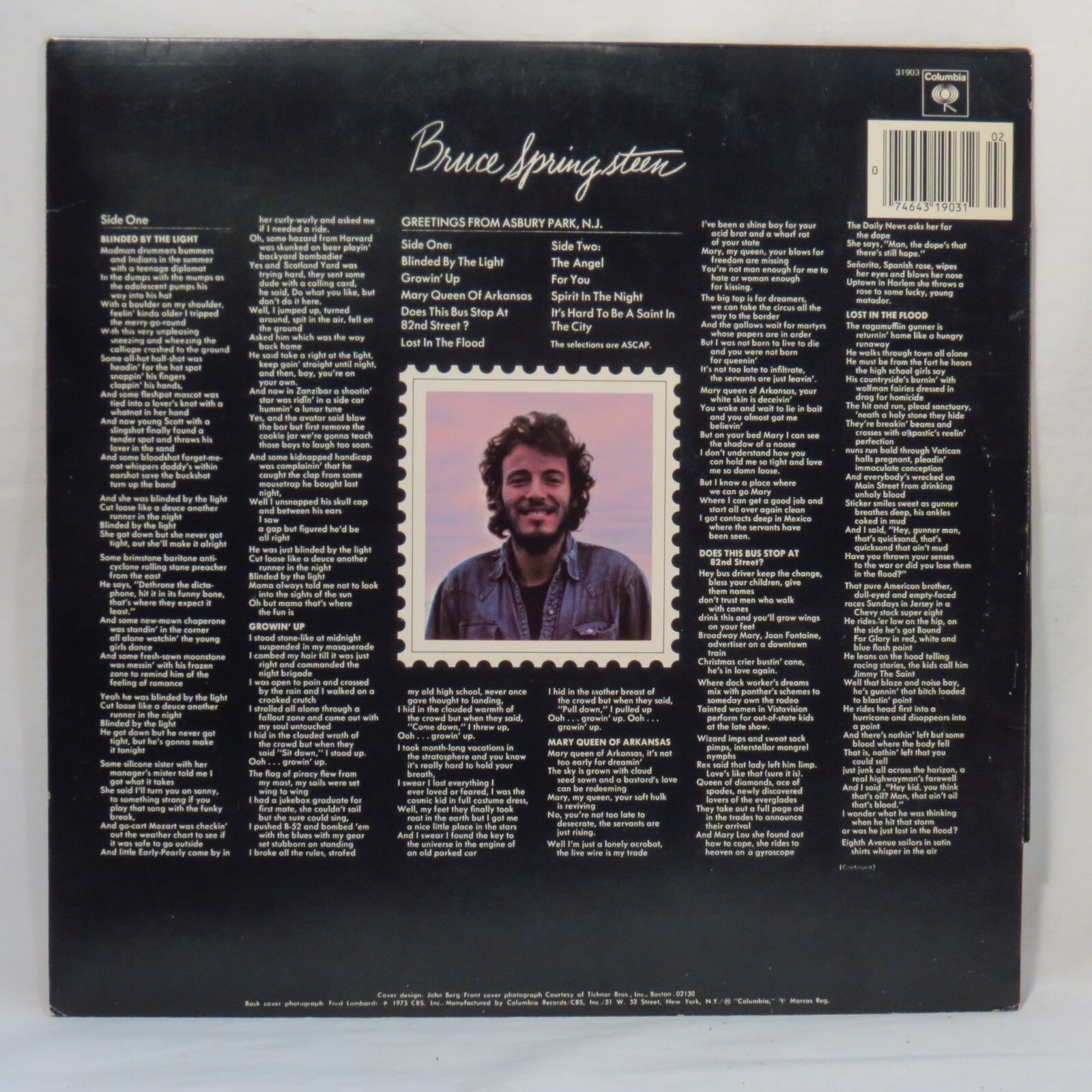 BRUCE SPRINGSTEEN ‎– Greetings From Asbury Park 1980 US Reissue EX/NM ...