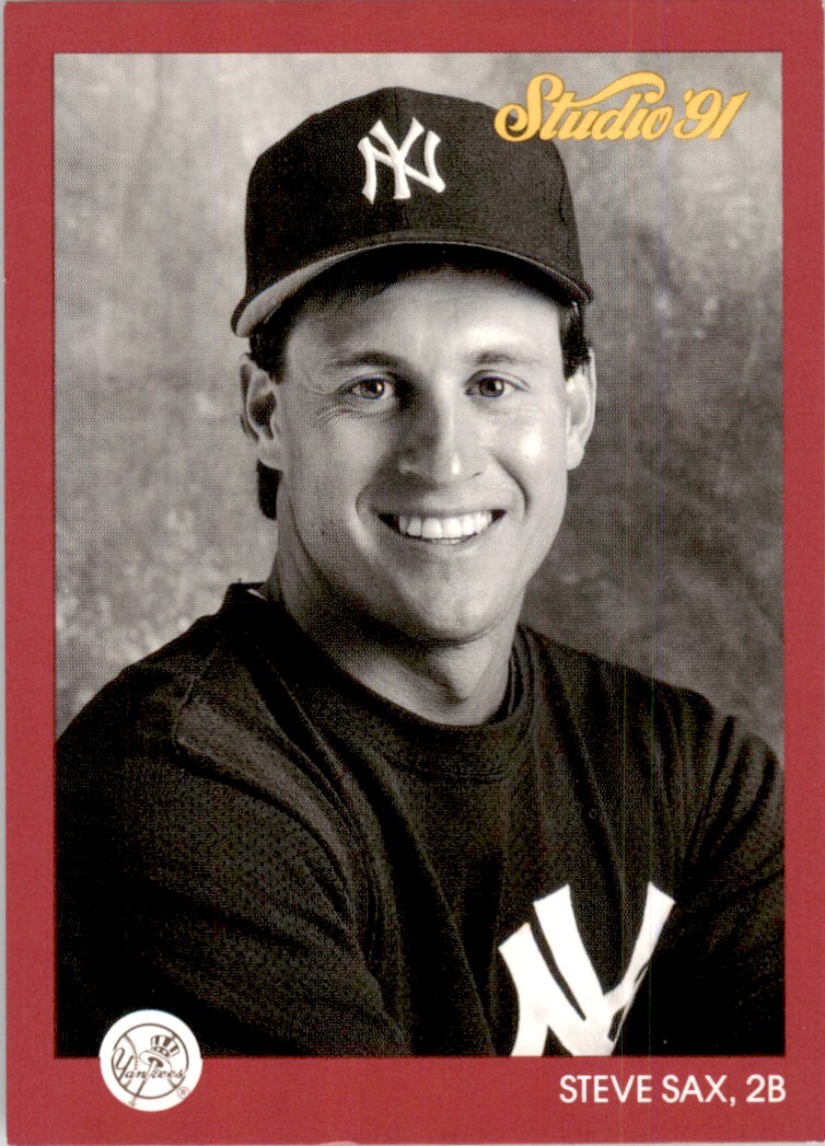 1991 Studio Steve Sax New York Yankees #100 Leaf Baseball Sports Card ...
