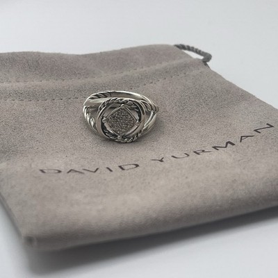 David Yurman 925 Sterling Silver 7mm Infinity Ring with Pave Diamonds ...