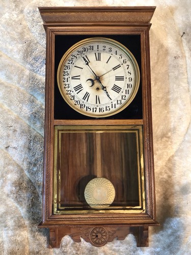 1890 Vintage Antique USA The Session Regulator Calendar Clock,Carved ...