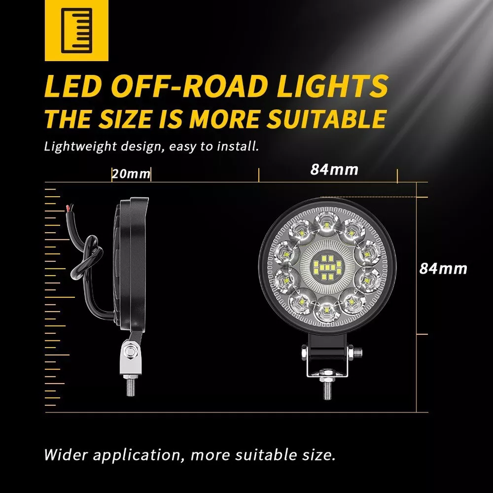 Pair 3" inch Round LED Work Lights Bar Spot Flood Fog Driving Lamp ...