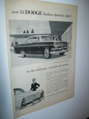 1955 Dodge Custom Royal Lancer mid-size-mag car ad-"...alive with ...