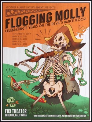 Flogging Molly 2014 Poster Fox Theater Oakland Nick Sirotich Pirate ...