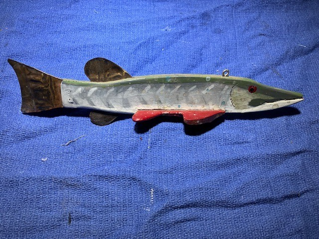 vintage fish decoy 10 1/2in Musky ice spearing decoy lure Michigan | eBay
