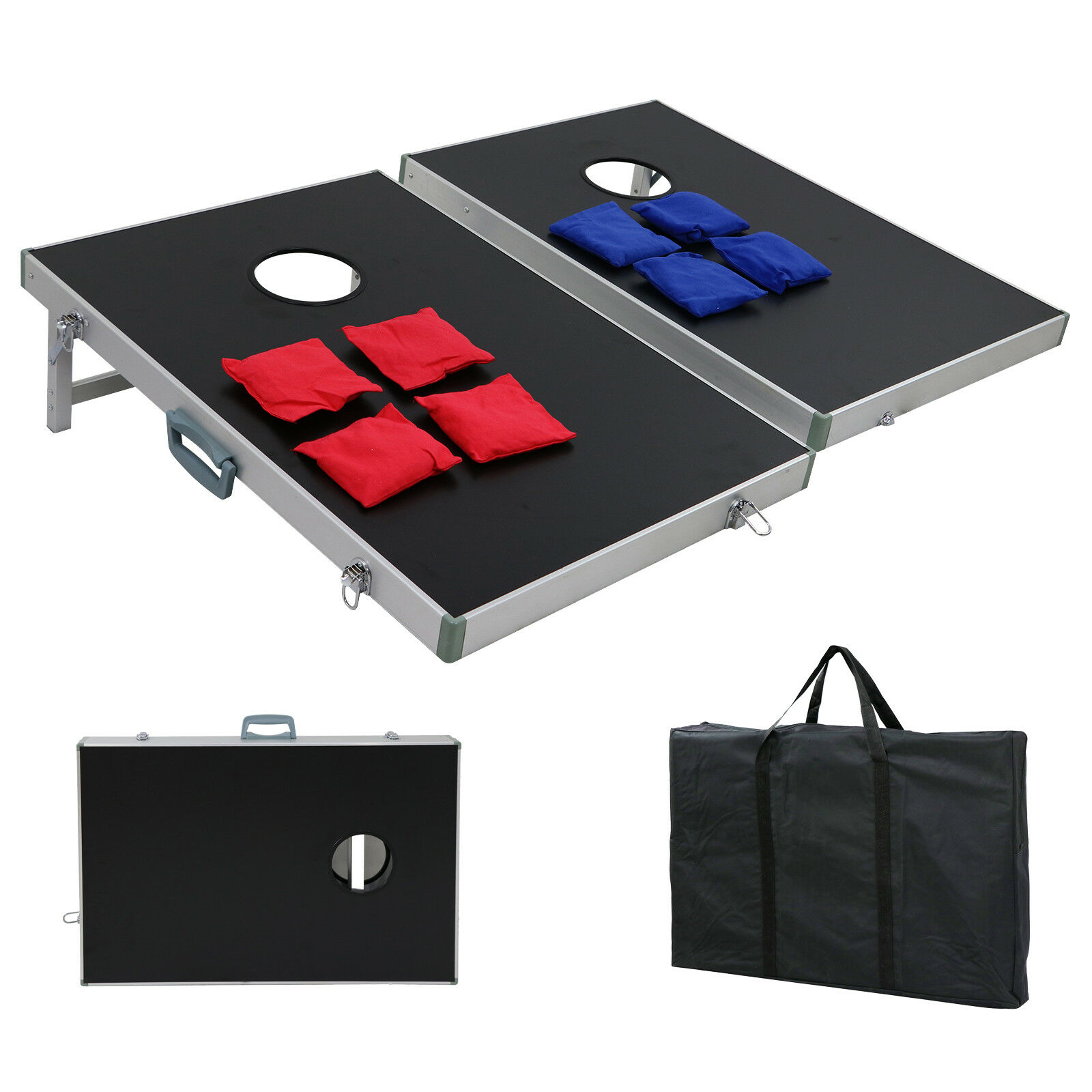 Foldable Cornhole Bean Bag Toss Game Set Regulation Size Aluminum Frame ...