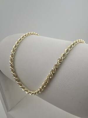 14ct Yellow Gold 20 Inch Rope Chain - 3mm 14k Rope Chain - UK Hallmark ...