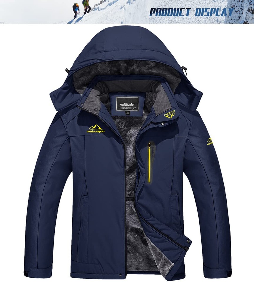 Men's Outdoor Ski Snow Jacket Mountain Hiking Warm Fleece Lined Winter ...