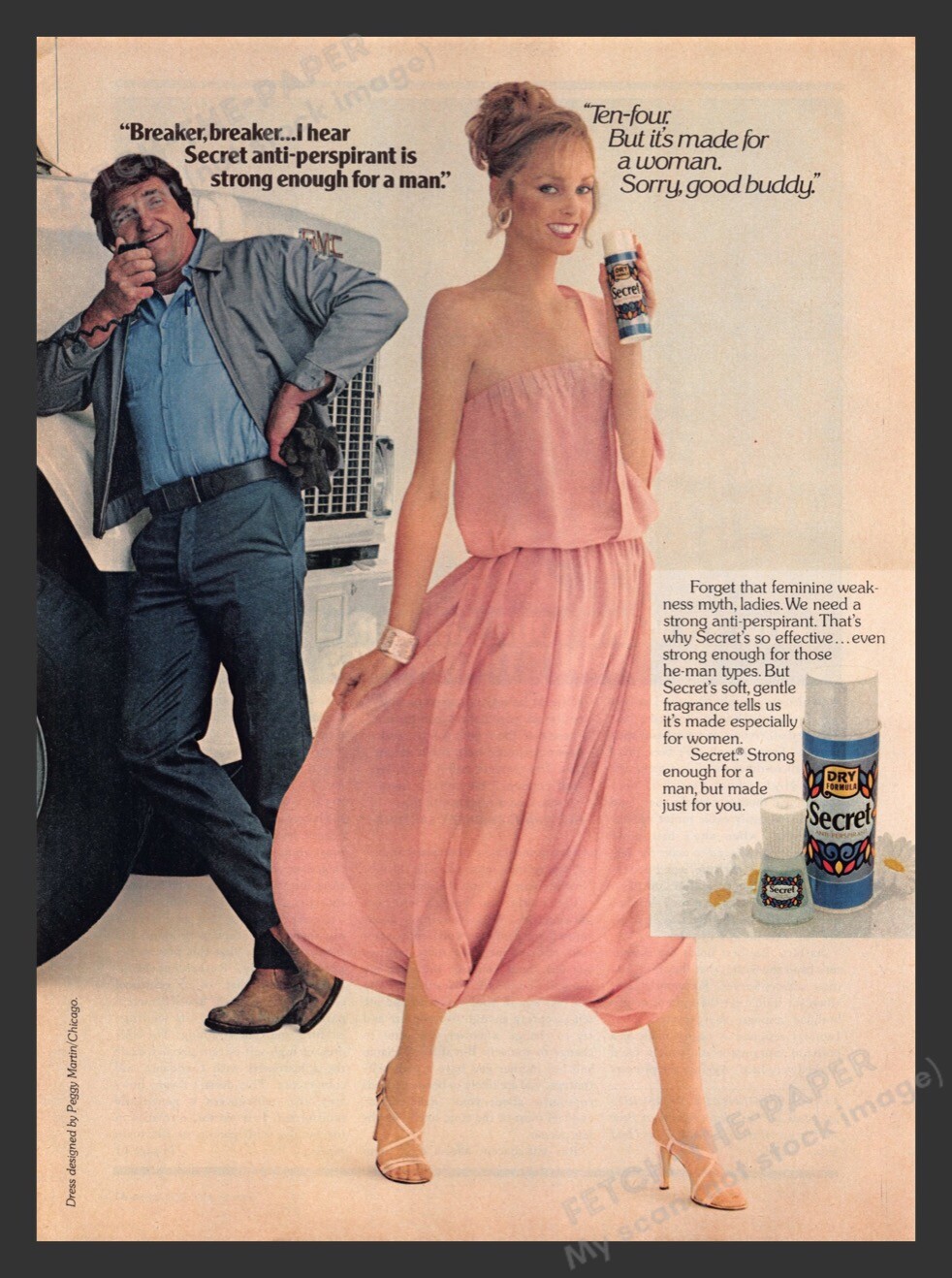 Secret Anti-Perspirant Truck Driver & Sexy Blonde 1980s Print Ad 1980 ...