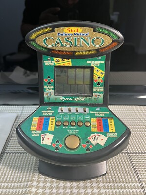 Deluxe 5 in 1 Virtual Casino Mini Arcade Machine Game Table Top ...