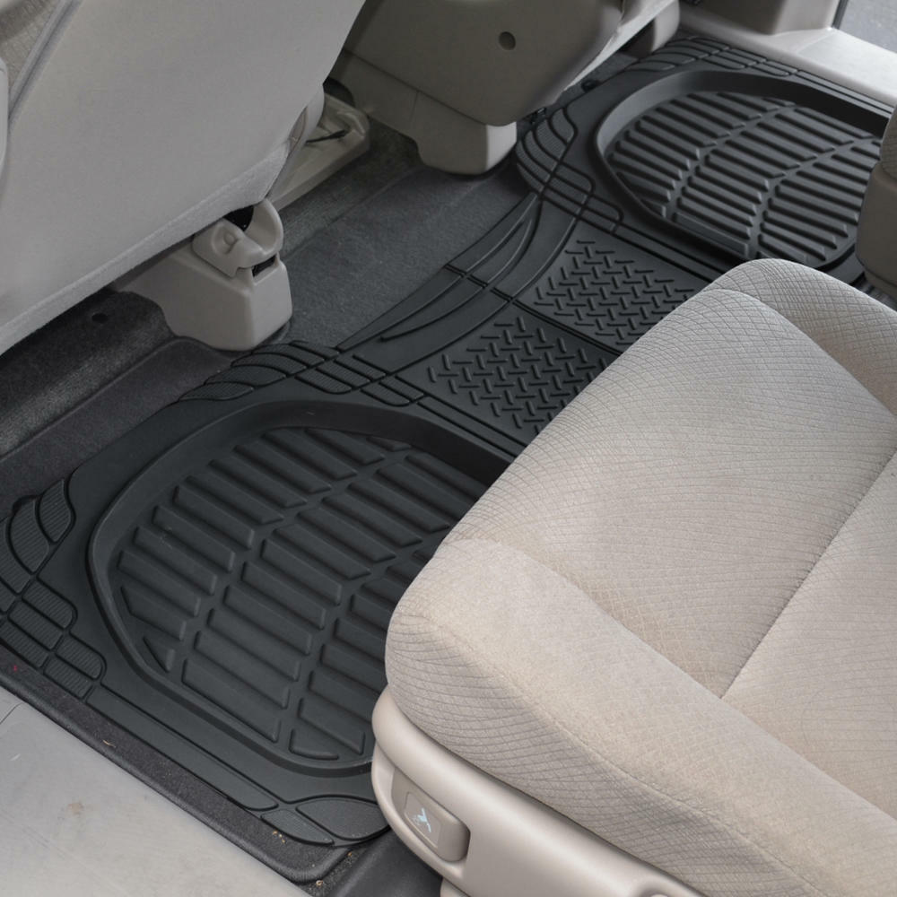 Motor Trend Deep Dish Floor Mats + Leather Steering Wheel Cover Set - Universal | eBay