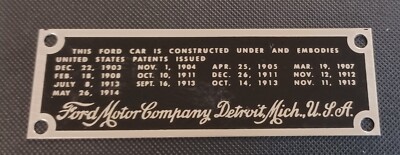 Vintage 1914 Patent Ford Model T Motor Company Detroi Metal Emblem Sign ...