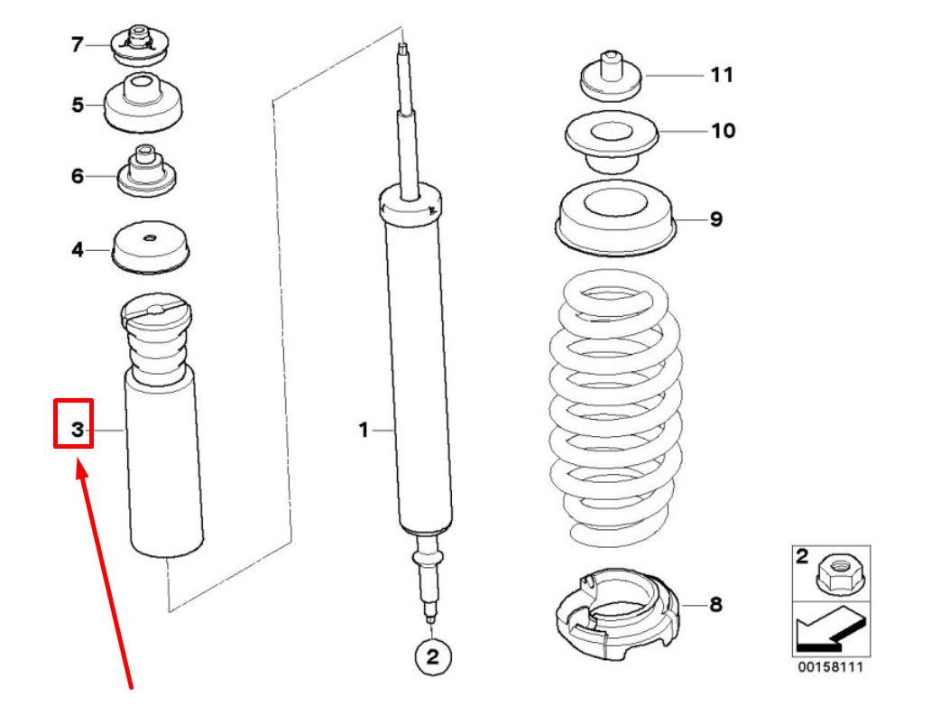 BMW 3 E90 Rear Auxiliary Shock Absorber 33536767335 6767335 NEW GENUINE ...