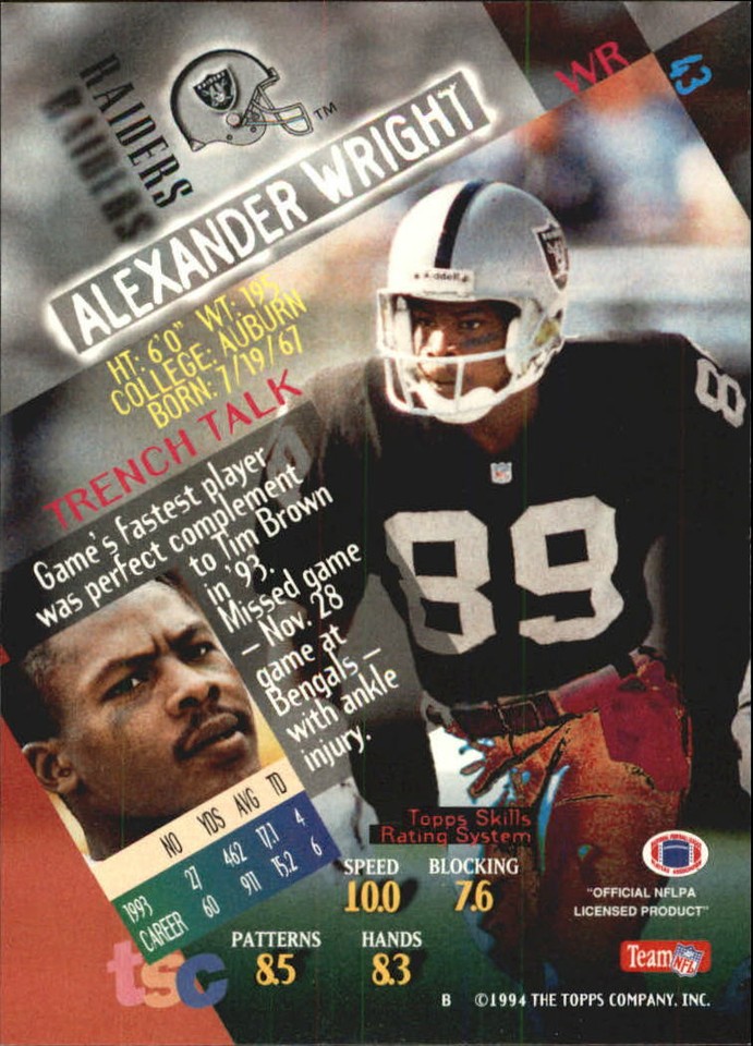 1994 Stadium Club Super Teams Super Bowl Football Card #43 Alexander ...