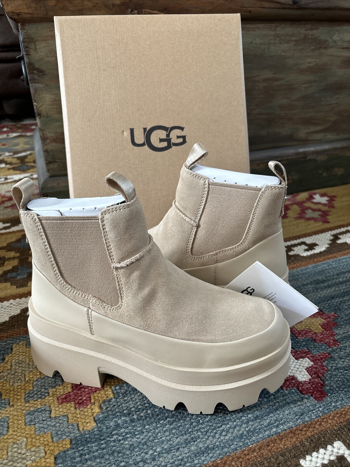 UGG Brisbane Chelsea Waterproof Suede Boots Womens Mustard seed beige ...