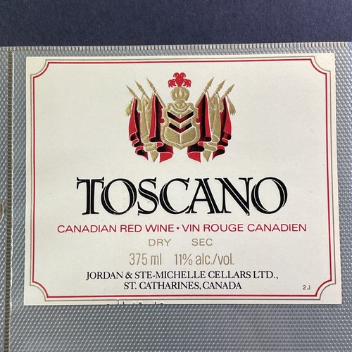 Vintage Jordan Ste-Michelle Winery Toscano Wine UNUSED Paper Label ...