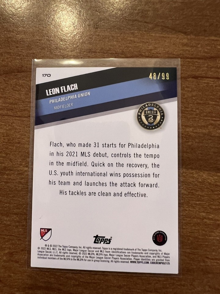 2022 Topps MLS Blue Leon Flach RC 48/99 Rookie Playoffs 22 Under 22 Philadelphia | eBay