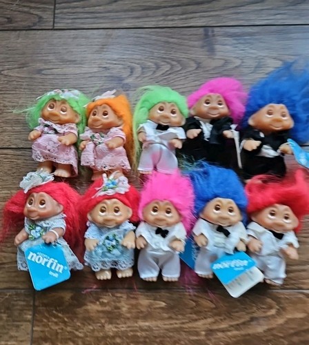 Lot Of 10 Vintage DAM Norfin Troll Bridesmaids Mini Groom & Usher ...