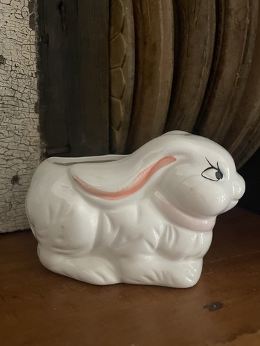 Small Vintage Ceramic Bunny Rabbit Planter ~ Easter Spring Decor | eBay