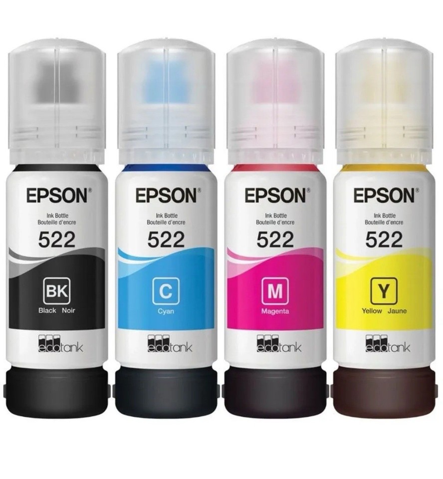 Genuine Epson 522 Ink Bottles 4 Pack for ET-2720 ET-2800 ET-2803 ET ...