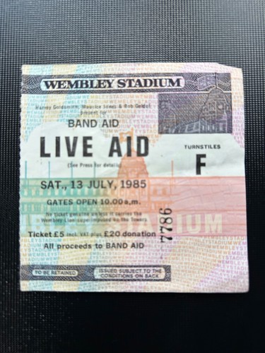 Live Aid Ticket Stub Wembley 13 July 1985. Band Aid Concert. | eBay UK