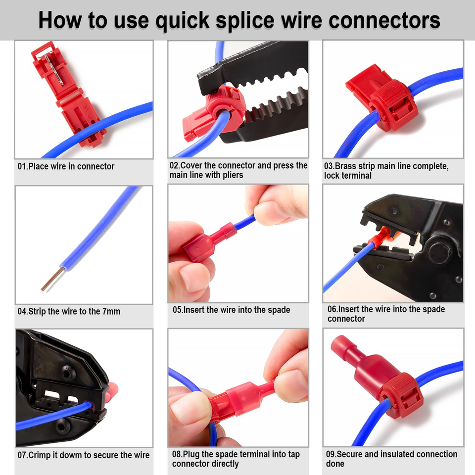 108 Pcs T-Tap Wire Connectors Kit, Quick Splice Self-Stripping ...