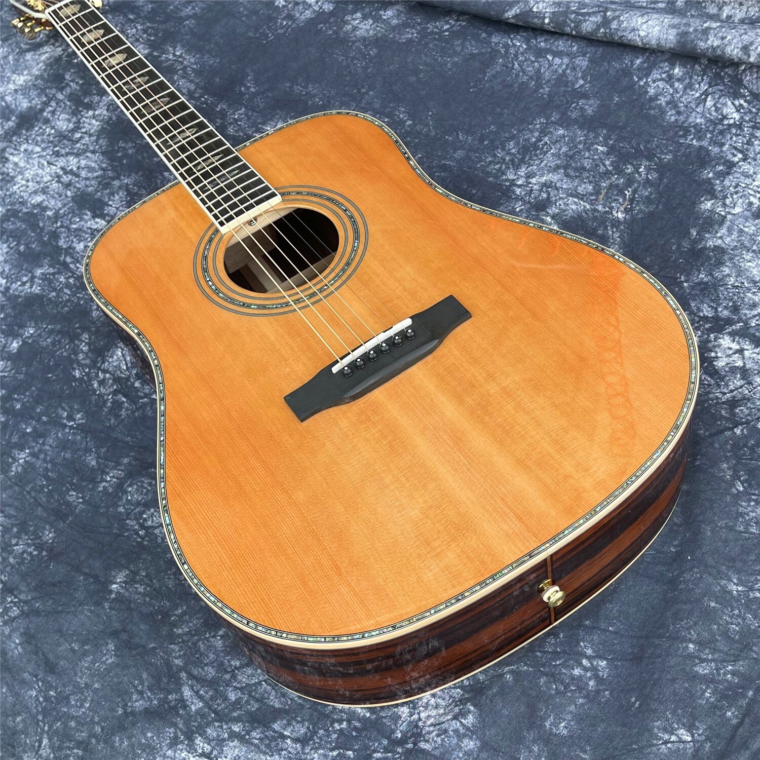 All Solid Wood Cedar Cocobolo Acoustic Guitar Abalone Inlays Ebony ...