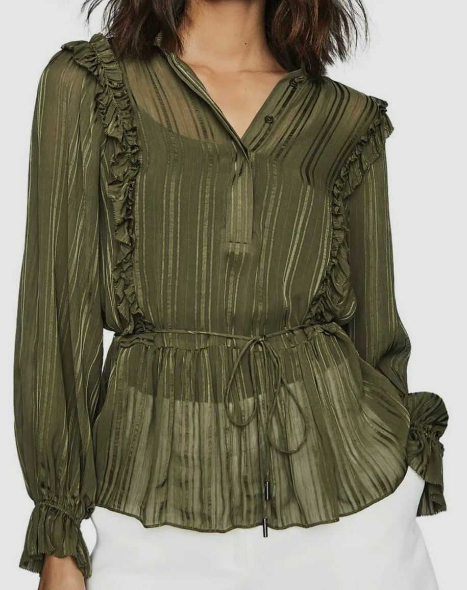 Green Ruffle Blouse