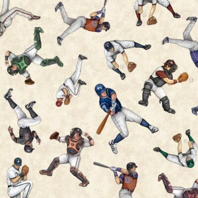 America's Pastime By Quilting Treasures - Cream Baseball Player Toss ...