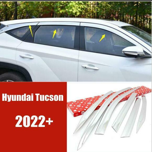 For 2022-26 2025 Hyundai Tucson Chrome Style Tinted Window Visor Rain ...
